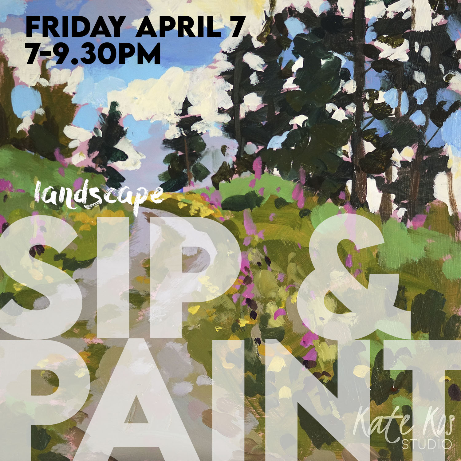 Sip & Paint lesson | Kate Kos Studio