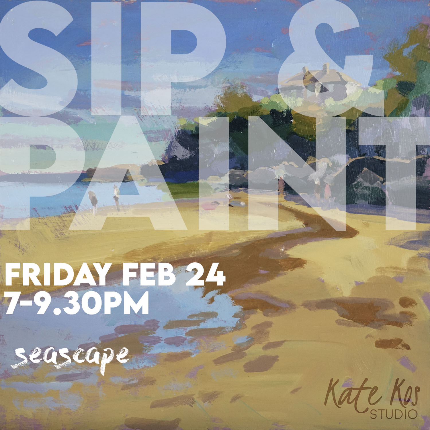 Sip & Paint lesson | Kate Kos Studio